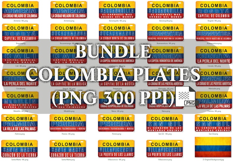 Bundle 17 Plates of Colombia Version 3 - Car Plates - Car Plates ...