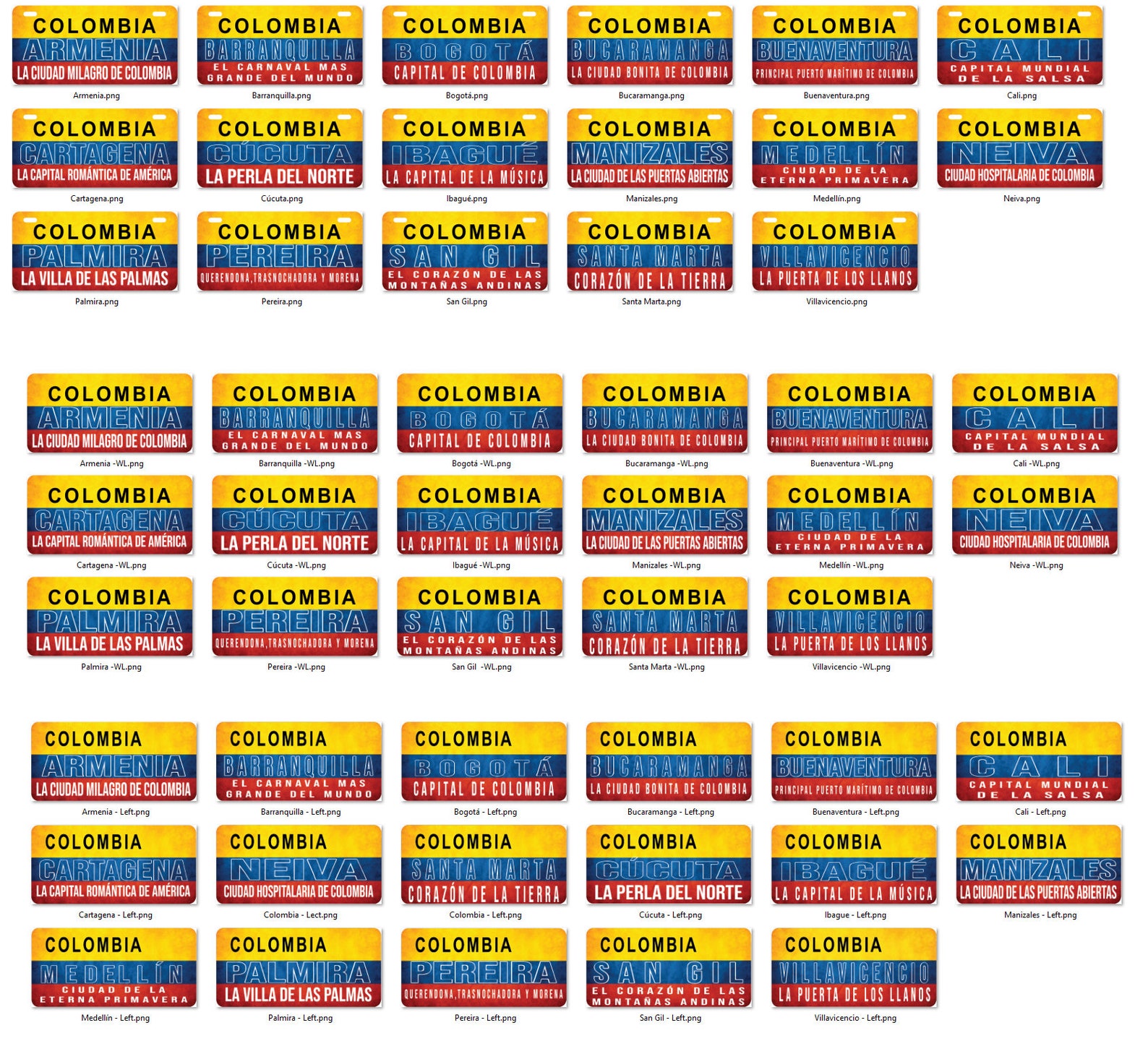 Bundle 17 Plates of Colombia Version 3 - Car Plates - Car Plates ...