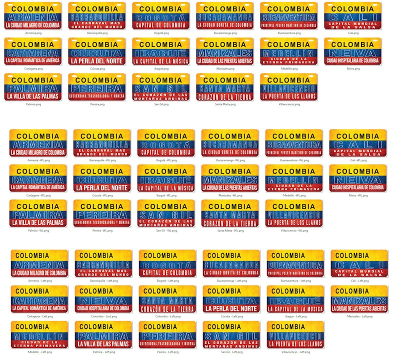 Bundle 17 Plates of Colombia Version 3 - Car Plates - Car Plates ...