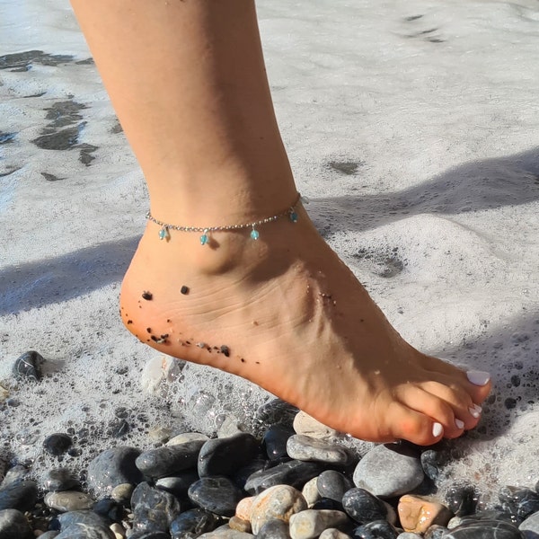 Aqua Anklet - Etsy