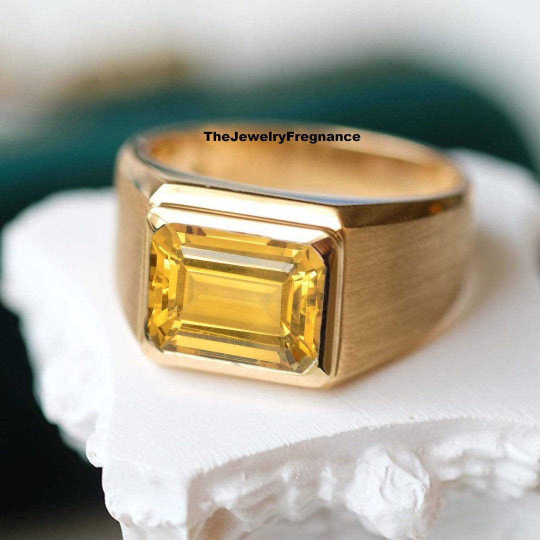 Golden Topaz Ring Emrald Cut Yellow Topaz Ring Solitaire - Etsy