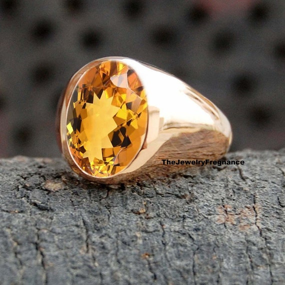 Yellow Topaz Mens Ring