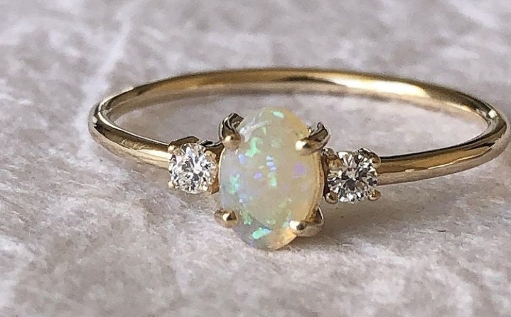 Natural Opal Silver Ring/ 925 Sterling Silver/ Gemstone Ring/ | Etsy