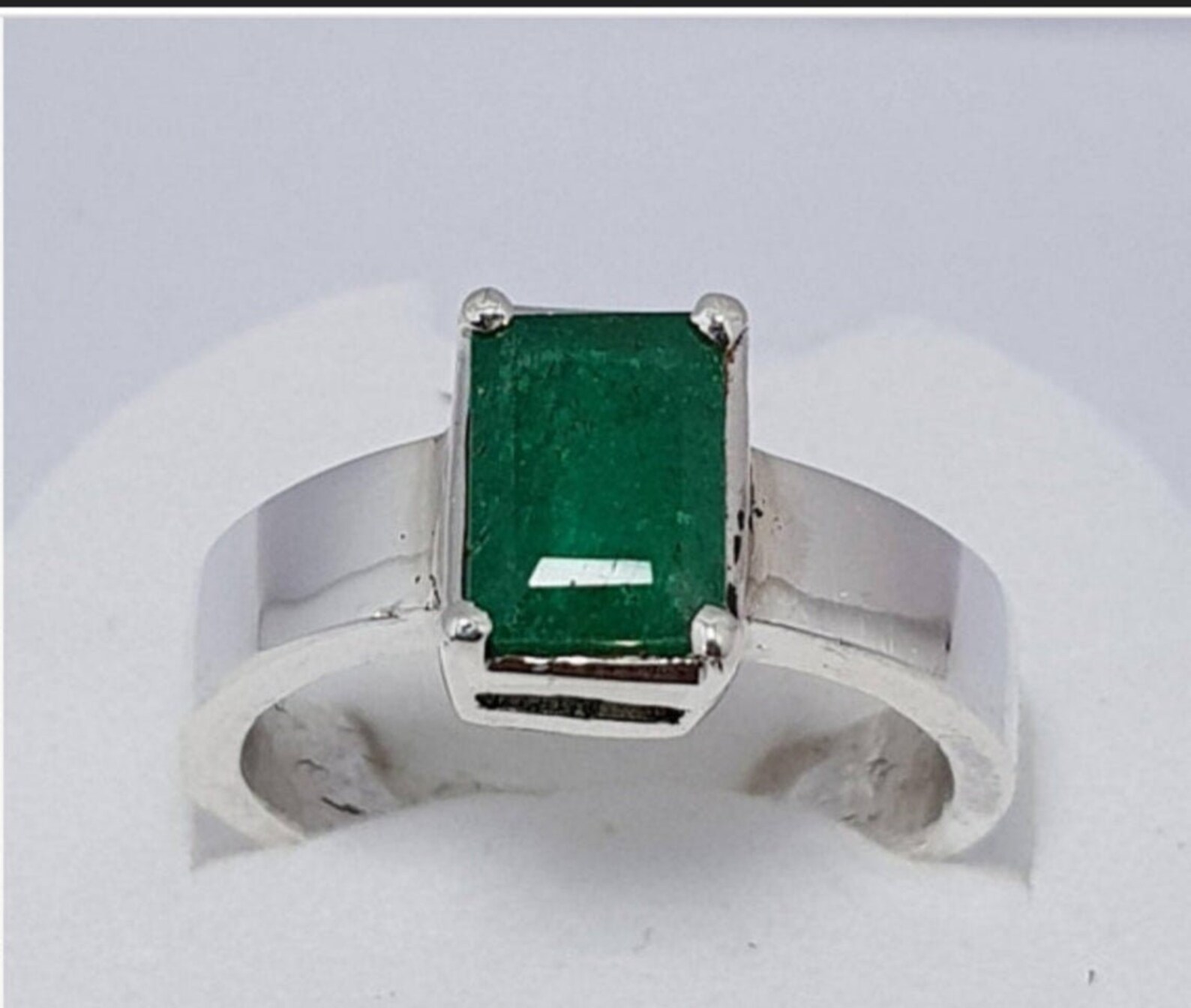 Natural Emerald Silver Ring/ 925 Sterling Silver Ring/ Octagon | Etsy