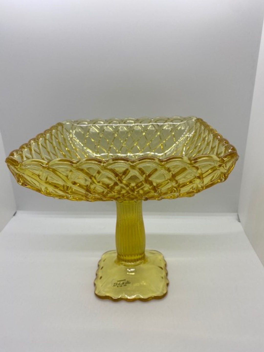 Vintage L.e.smith Glass Trellis Compote Footed Fruit Bowl With Tag on ...