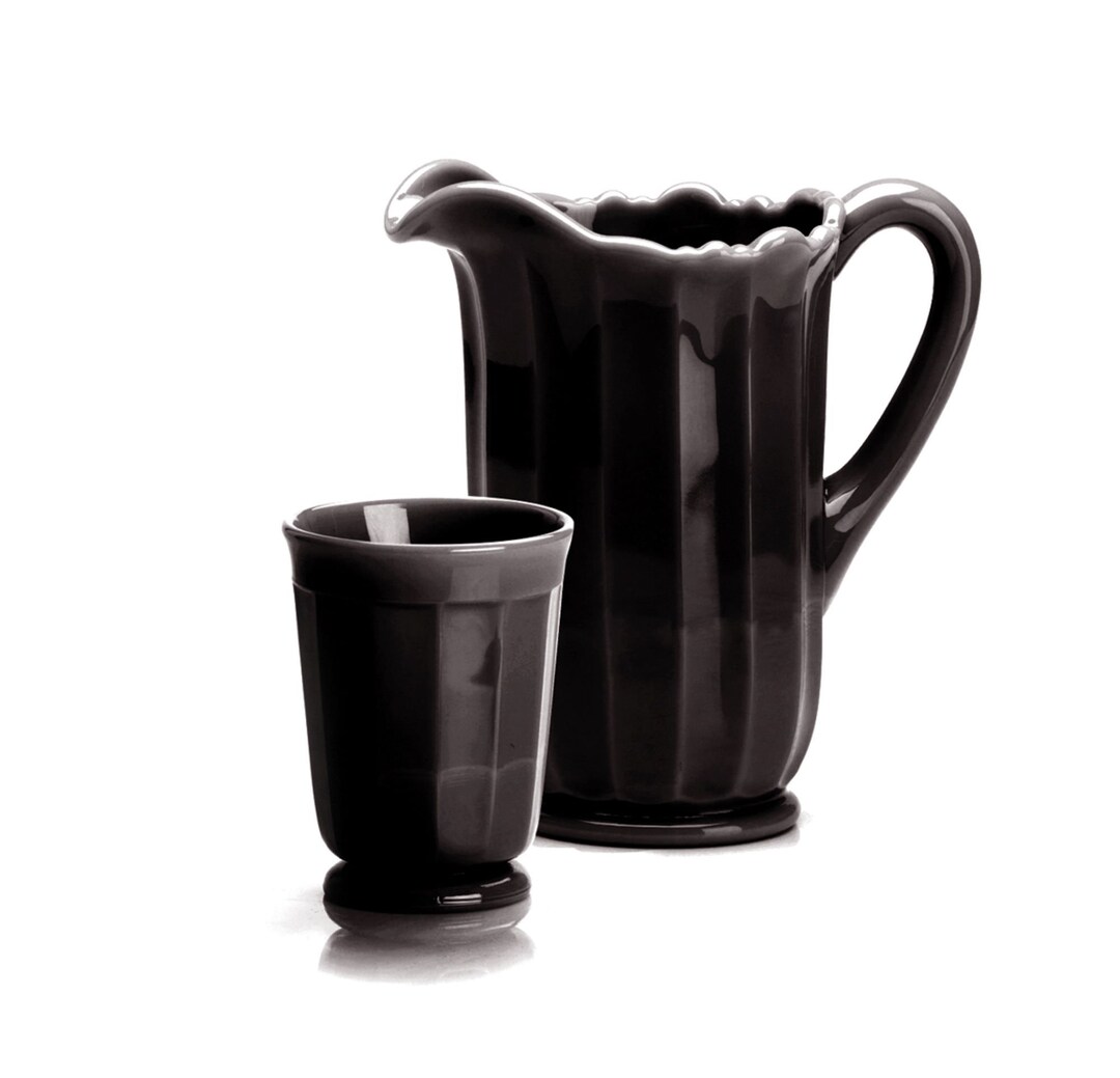 Mosser Glass USA Vintage Style Glass Pitcher in Black Raspberry Color ...
