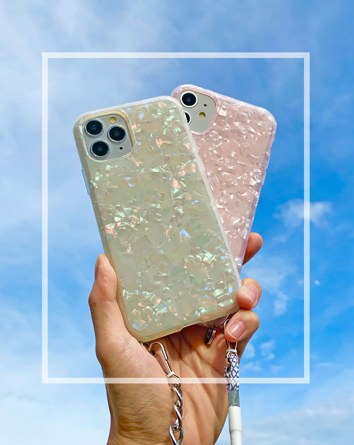 Pearl Pattern Phone Case With Detachable Reflective/chain or - Etsy