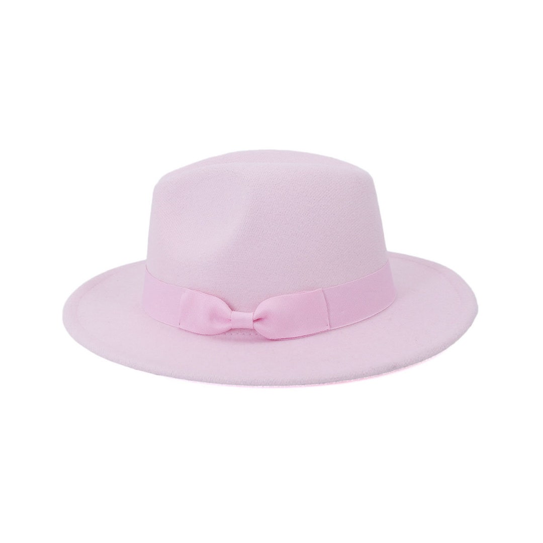 Light Pink Fedora Hat - 100% Wool, Fedora With Pink Bow, Fedora Hats ...