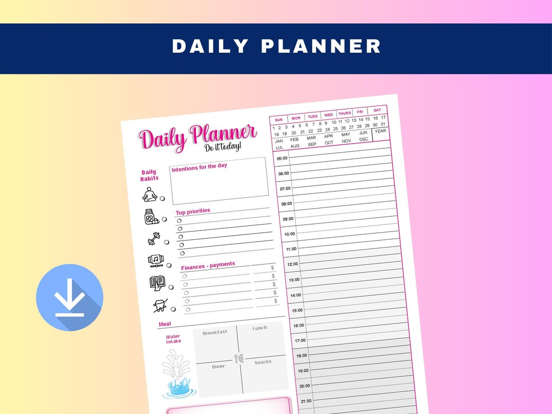 Daily Planner Printable | Undated Daily Planning Sheet | Digital ...
