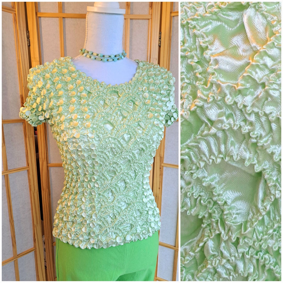 Vintage Y2K 2000s Popcorn Pucker Top in Light Green - Etsy