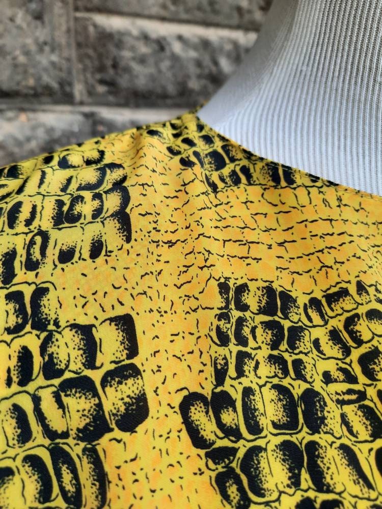 80s Yellow Snake Print Cocoon Dress W/ Batwing Sleeves & | Etsy