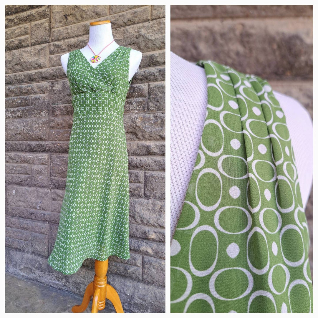 Vintage 2000s Green Mod Shapes Print Midi Dress, Size Medium M - Etsy