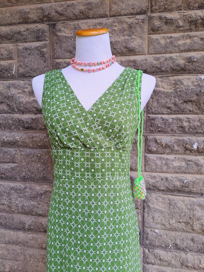 Vintage 2000s Green Mod Shapes Print Midi Dress, Size Medium M - Etsy