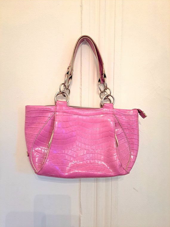 Vintage Early 2000s Hot Pink Croc Shoulder Bag by Dai… - Gem