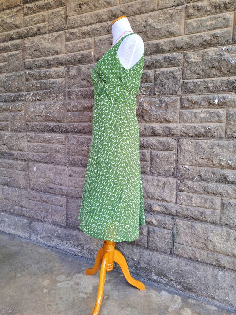 Vintage 2000s Green Mod Shapes Print Midi Dress, Size Medium M - Etsy