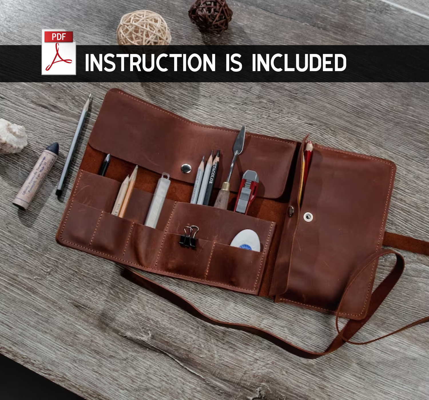 Artist Roll Pattern Leather Pencil Case Pattern Leather - Etsy