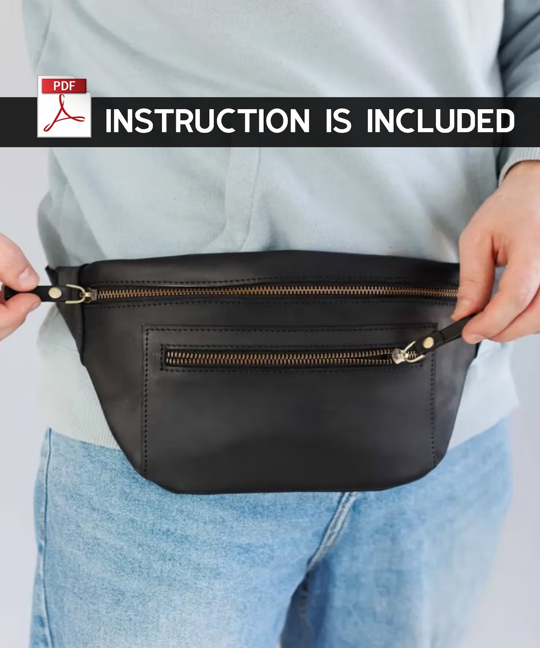 Leather Waist Bag Pattern, Leather Belt Bag Pattern, Leather Fanny Bag ...