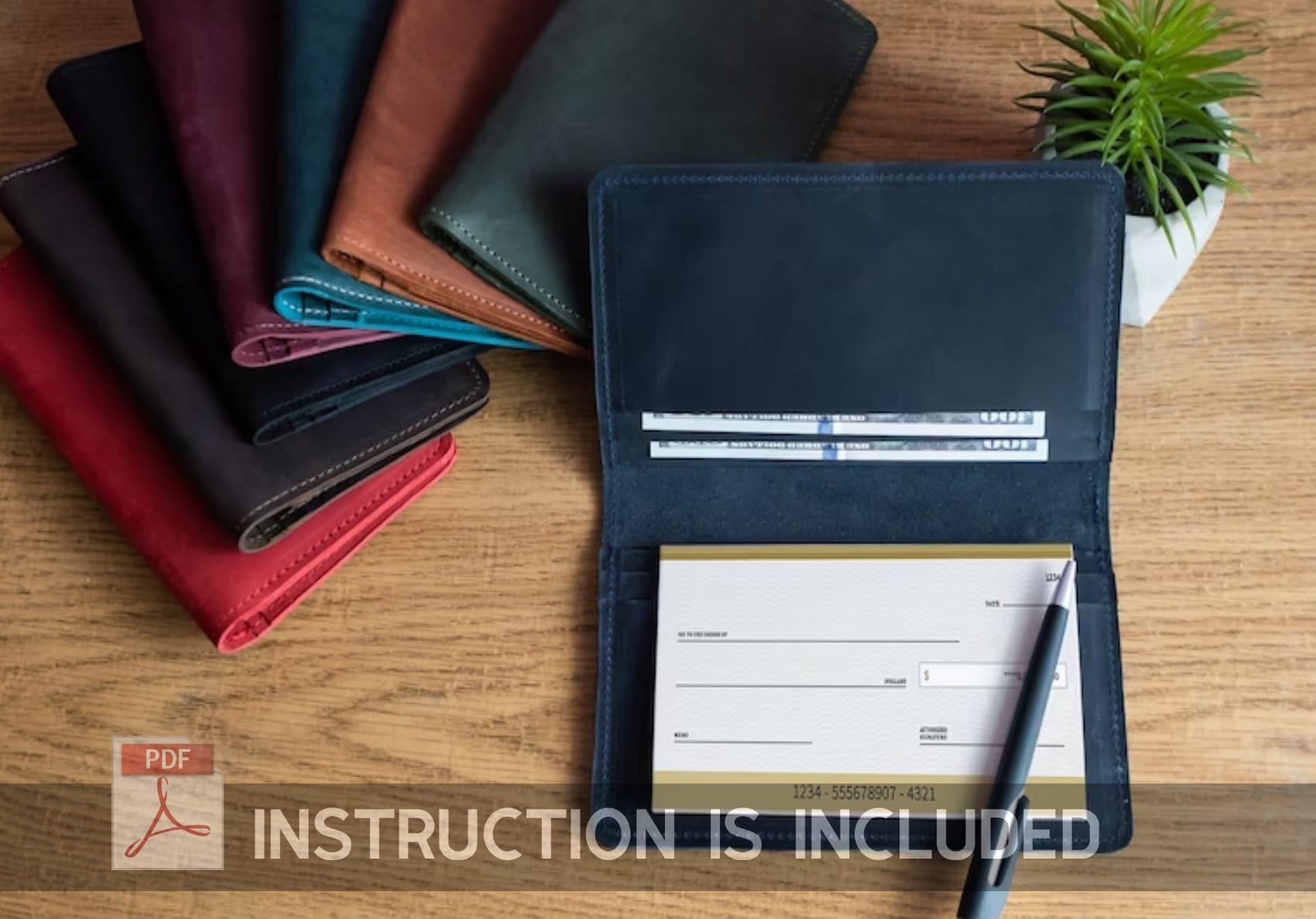 Leather Checkbook Wallet Pdf Leather Checkbook Wallet - Etsy