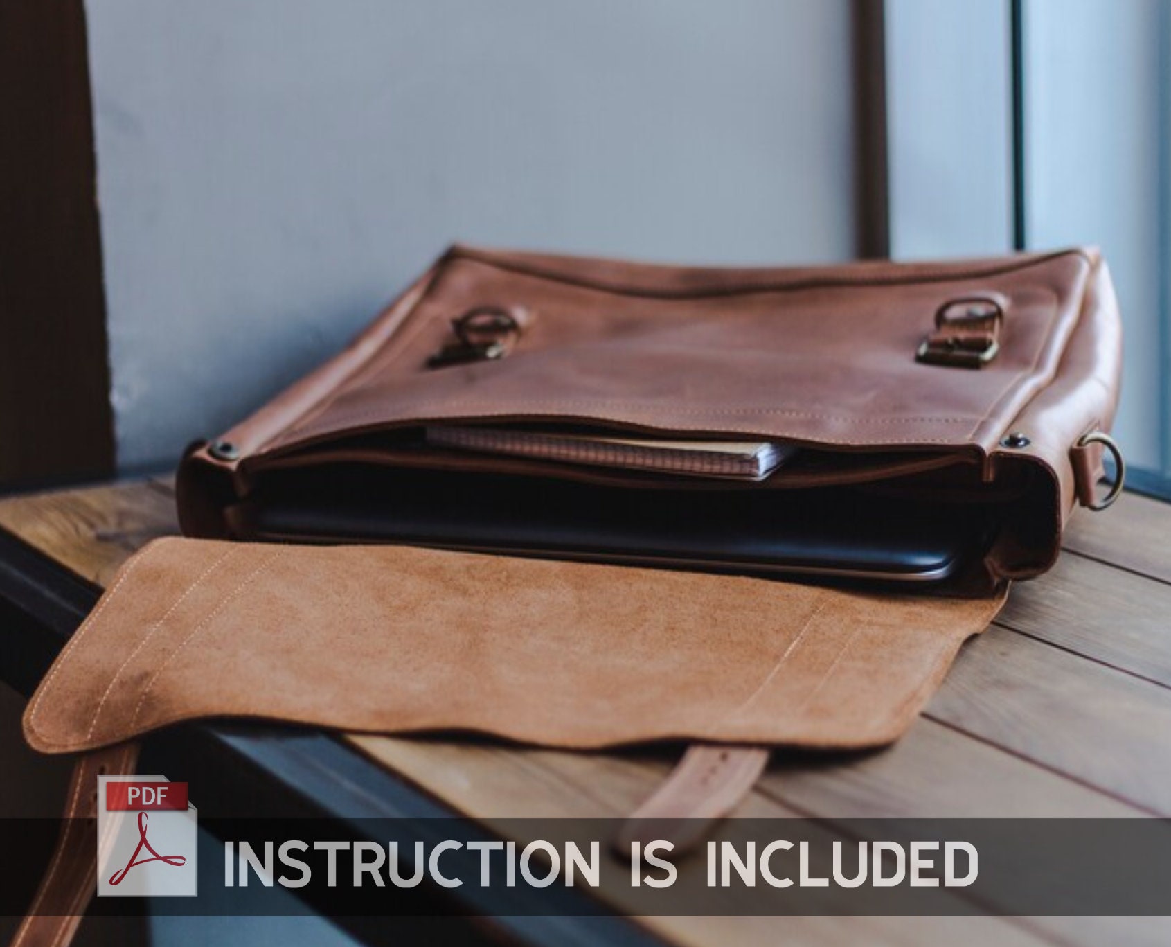 Messenger Bag Pattern Leather Briefcase Pattern Leather - Etsy