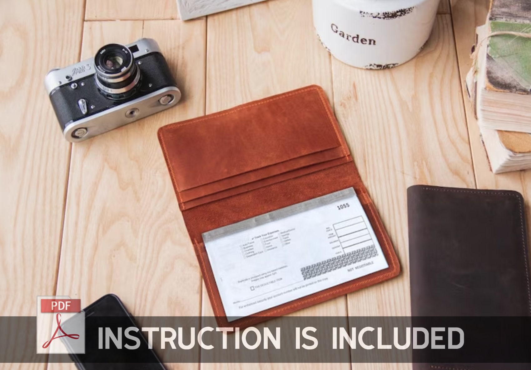 Leather Checkbook Wallet Pdf Leather Checkbook Wallet - Etsy