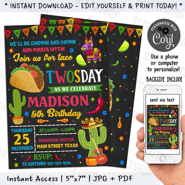 Taco Twosday Invite - Etsy