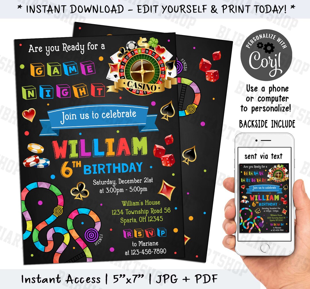 Game Invitation, Game Night Invitation, Game Birthday Invitation, Game ...