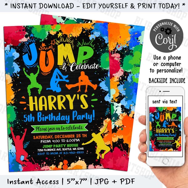 Sky Zone Birthday Invitation - Etsy