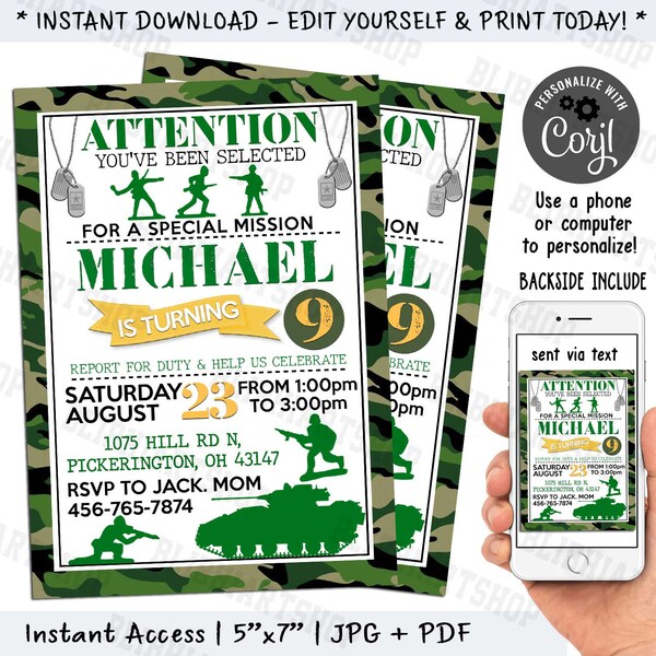 Camo Invitation - Etsy