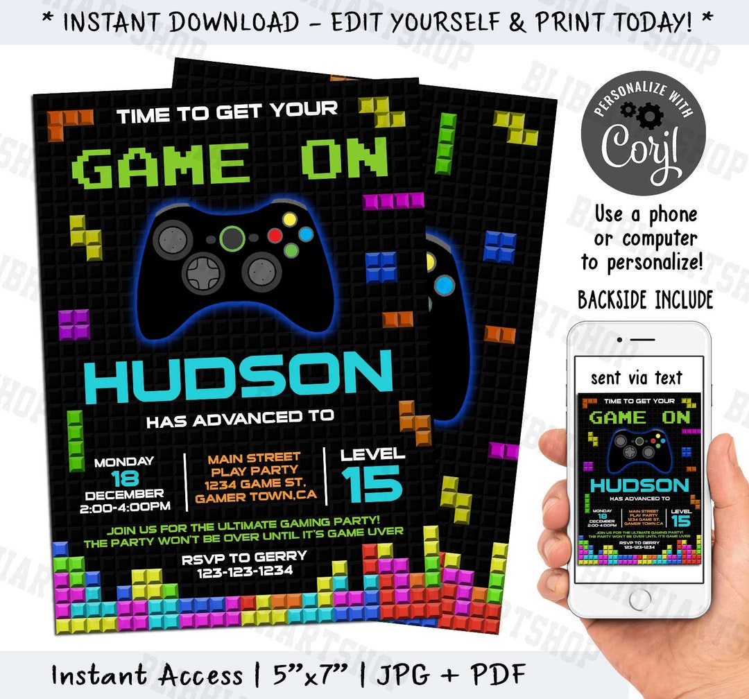 Gaming Party Invitation, Video Game Invitation, Video Game Party ...