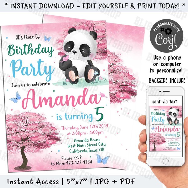 Panda Invitation - Etsy