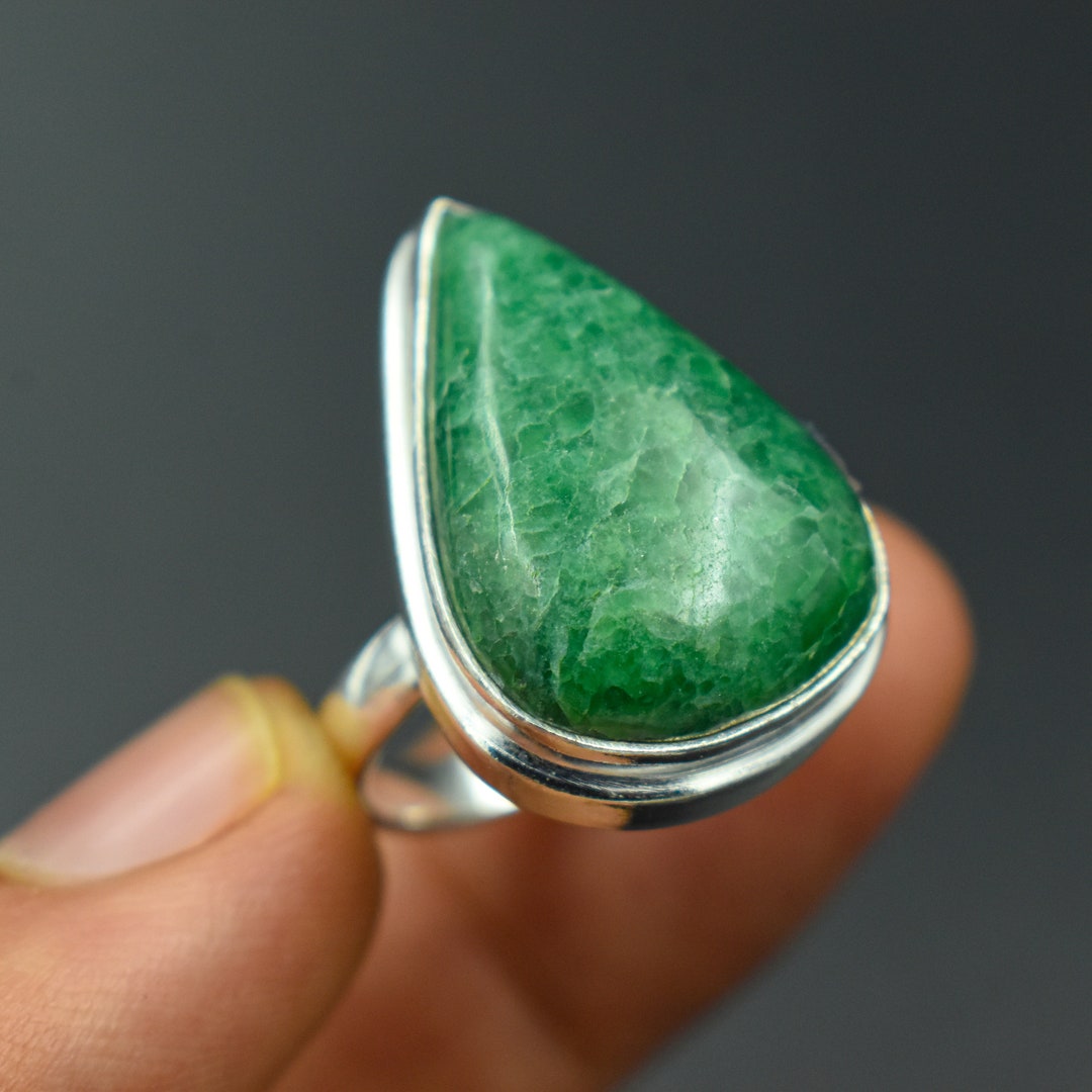 Natural Green Aventurine Gemstone Ring Handmade Ring 925 - Etsy