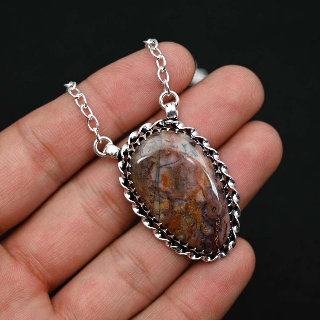 Natural Serpentine Gemstone Necklace 925 Sterling Silver Plain Necklace ...