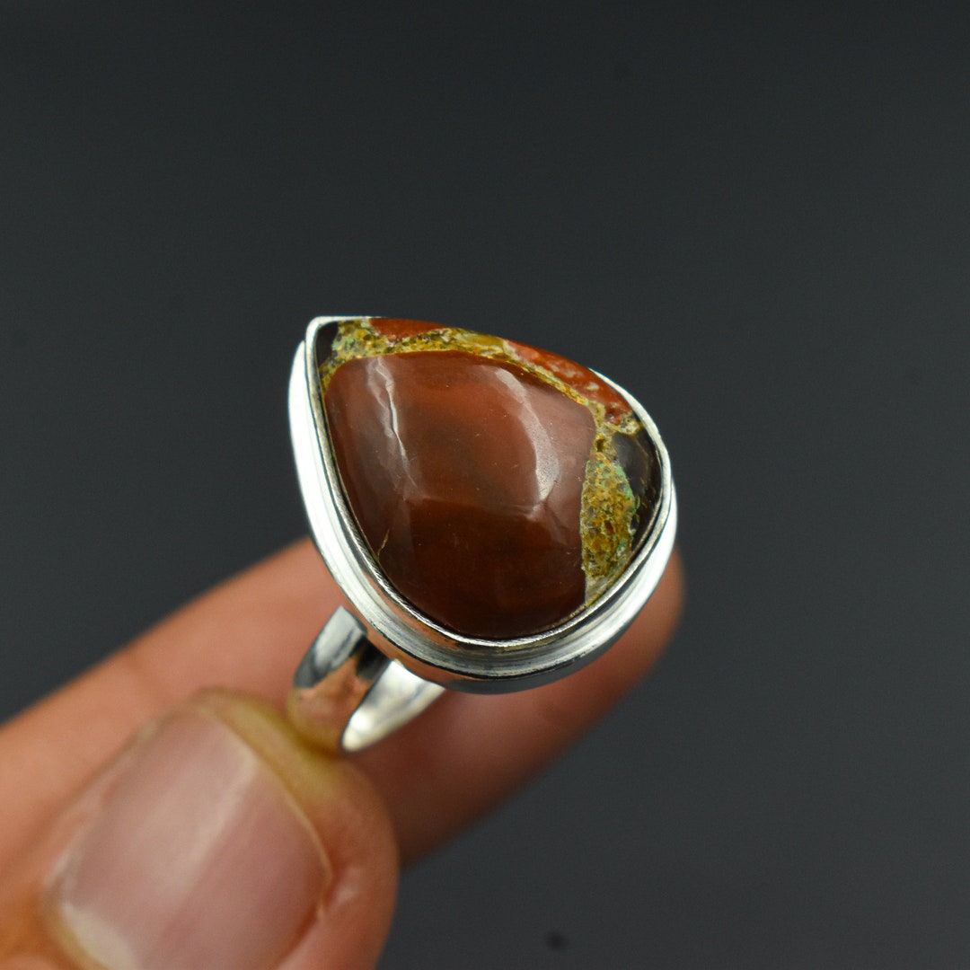 Red Mookaite Gemstone Ring, Handmade Ring, 925 Sterling Silver Ring ...