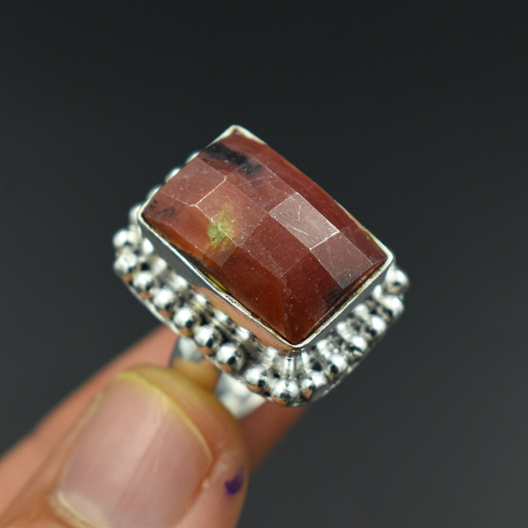 Red Mookaite Gemstone Ring Handmade Ring 925 Sterling Silver - Etsy