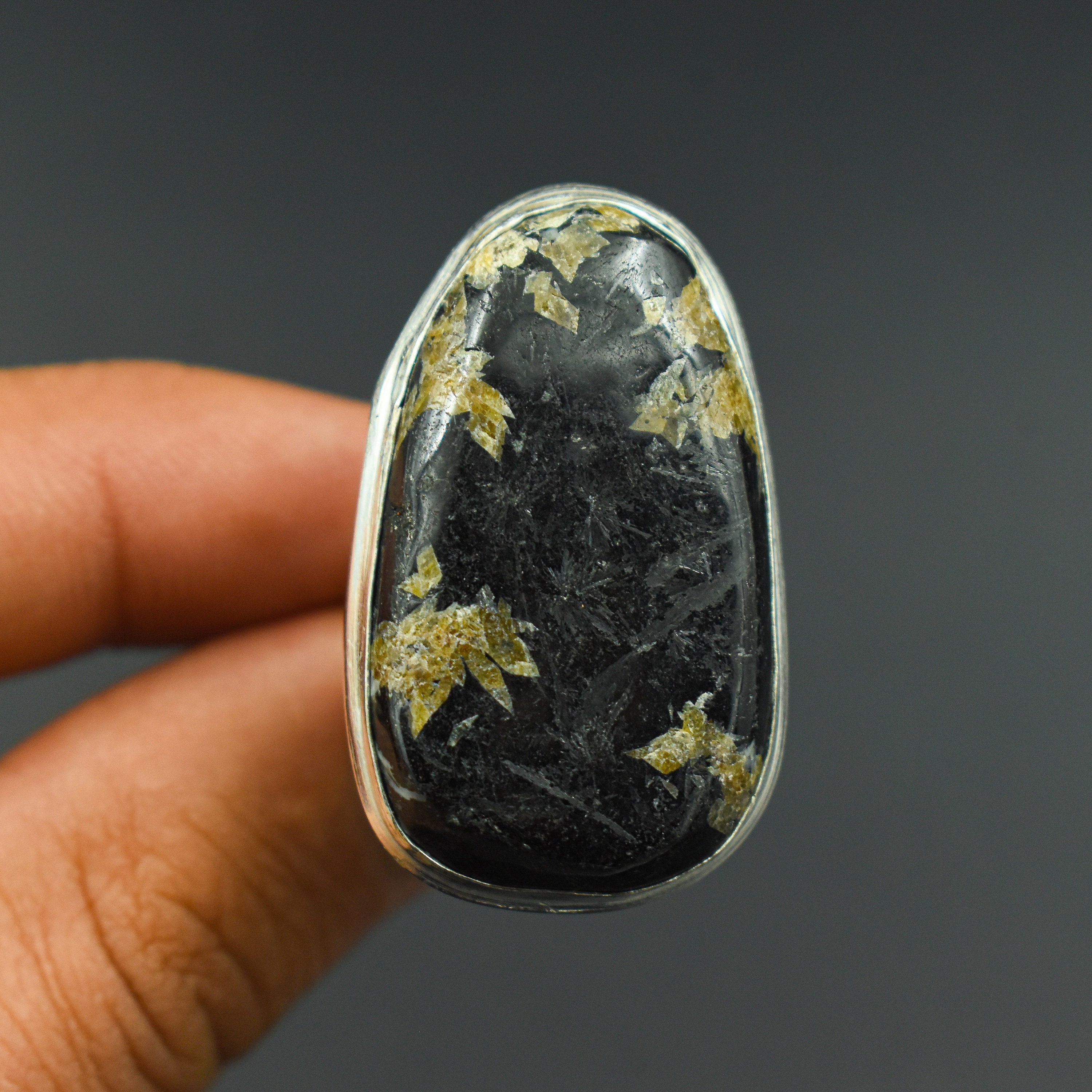 Large Green Amber Gemstone Silver Ring 925 Sterling Solid - Etsy