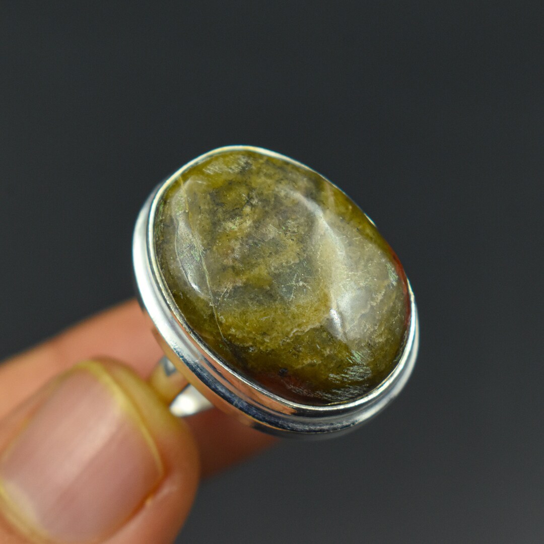 Natural Unakite Jasper Gemstone Ring, 925 Sterling Silver Ring ...