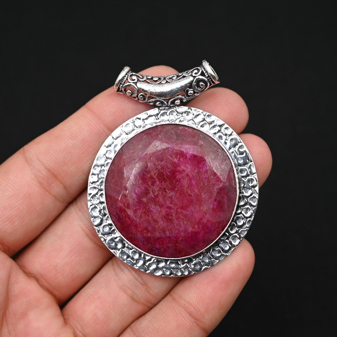 Ruby Gemstone Pendant 925 Sterling Silver Plain Pendant - Etsy