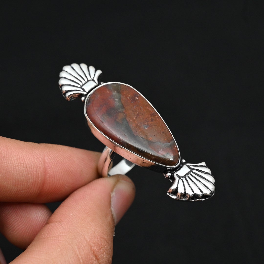 Red Jasper Gemstone Silver Ring 925 Sterling Solid Boho Silver Ring ...