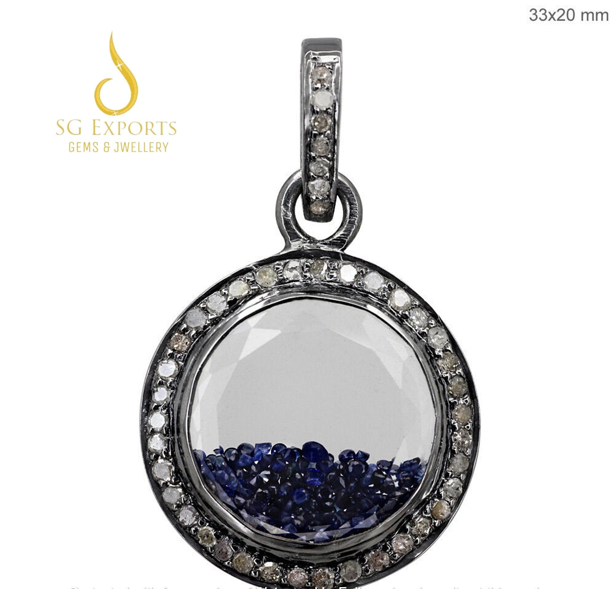 Diamond/ruby/sapphire Gemstone Shaker Pendant 925 Sterling - Etsy