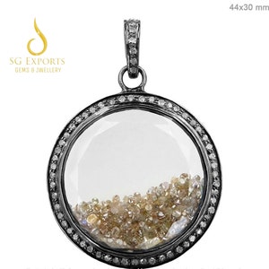 Diamond/ruby/sapphire Gemstone Shaker Pendant 925 Sterling - Etsy