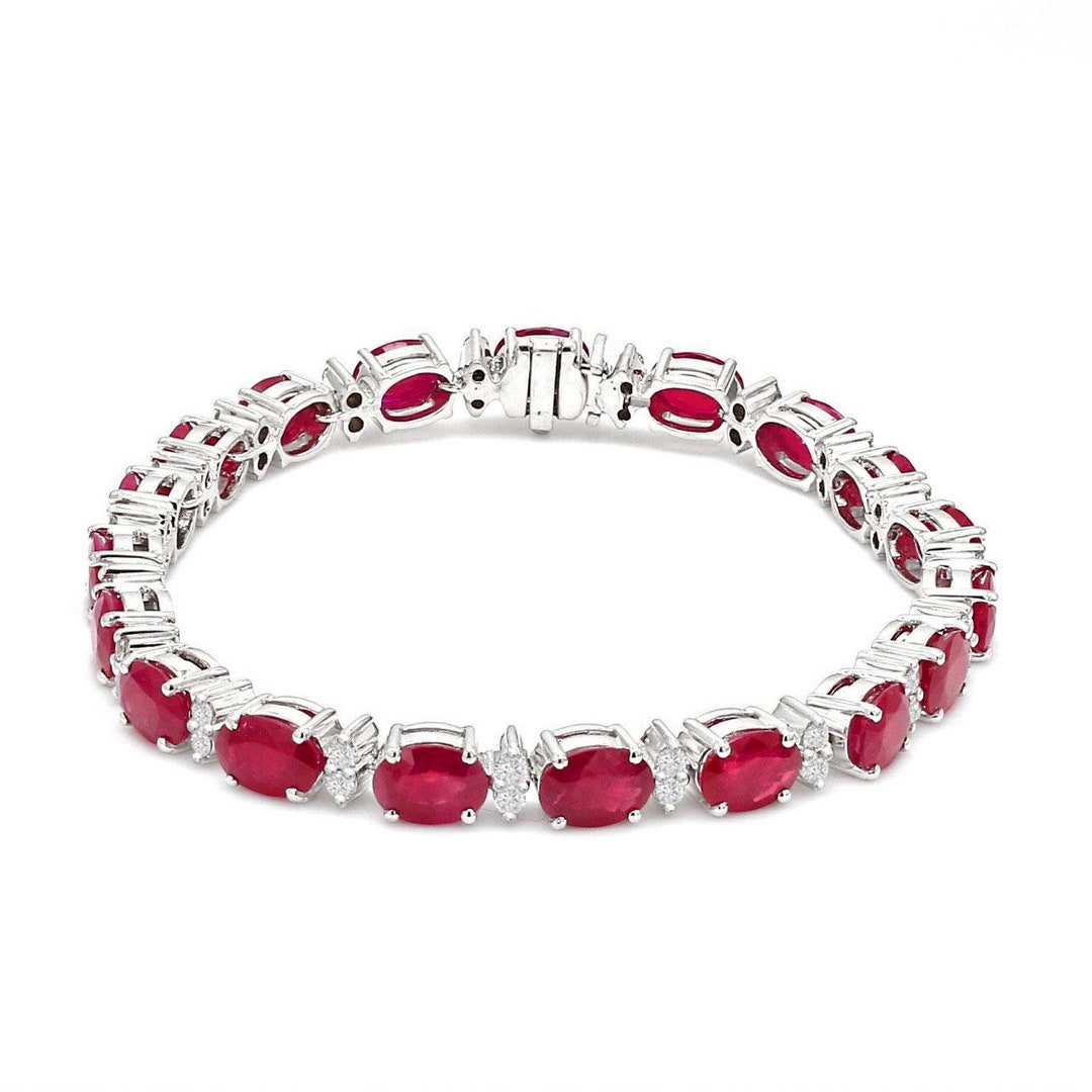 Ruby Tennis Bracelet: Sterling Silver Vintage Style - Etsy