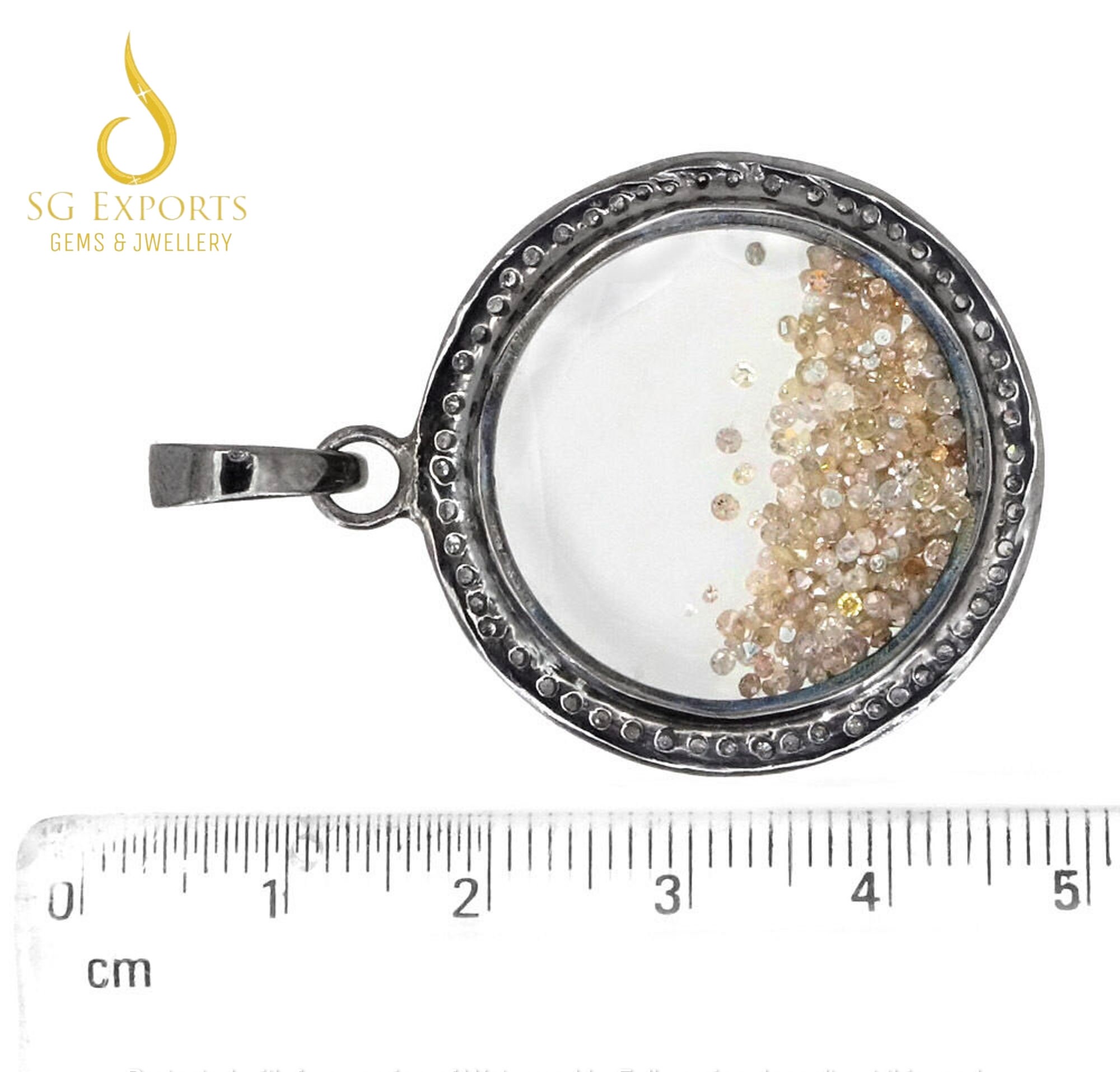 Diamond/ruby/sapphire Gemstone Shaker Pendant 925 Sterling | Etsy