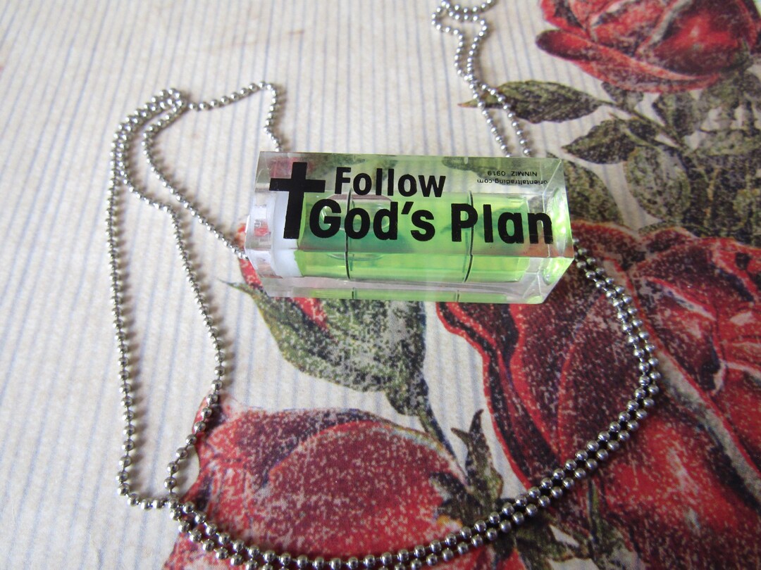 Spirit Bubble Level Follow God's Plan Cross Plastic Incased Necklace ...