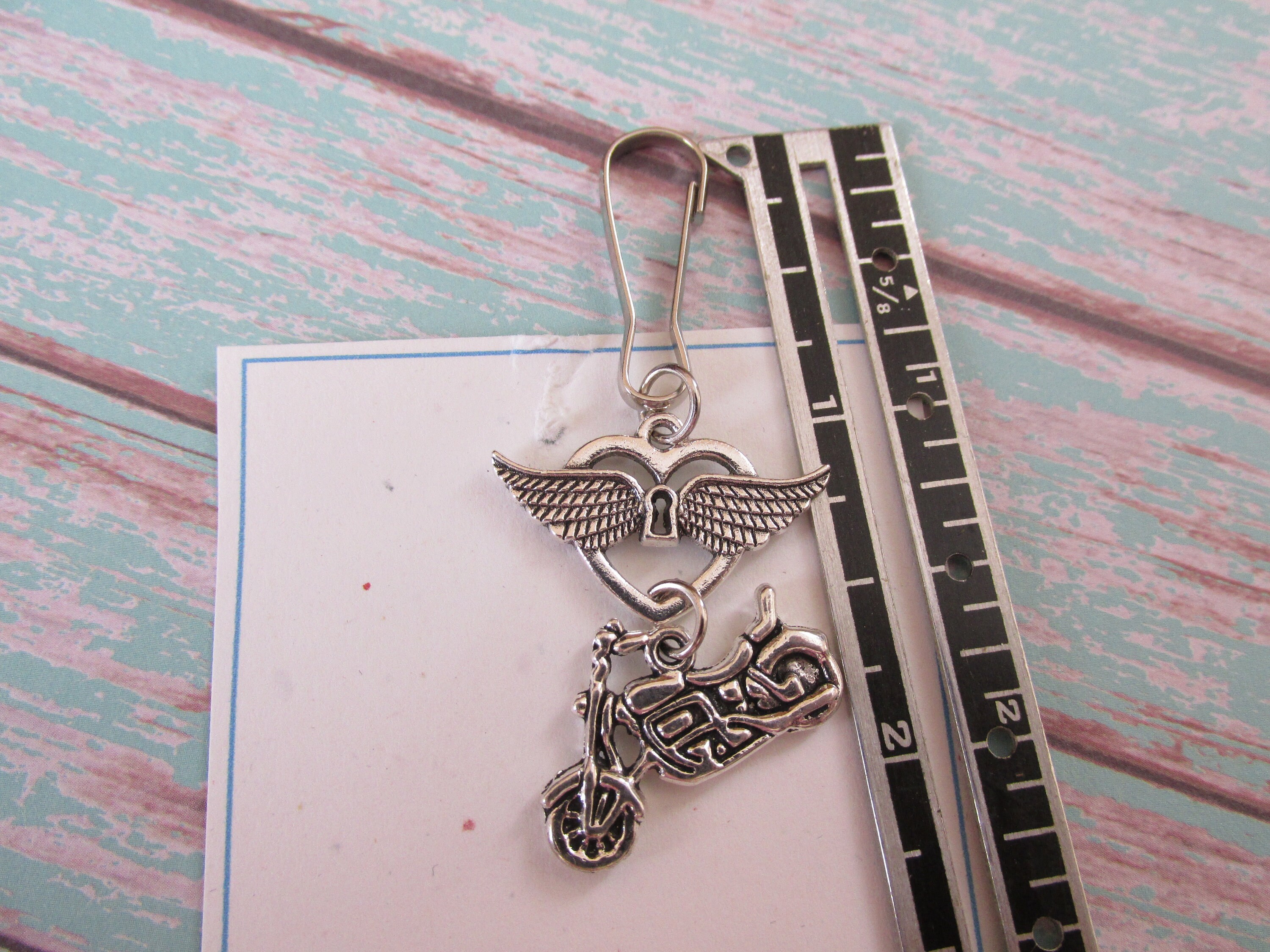 Harley Girl or Guy Barbed Wire or Heart Wing Motorcycle Charm - Etsy