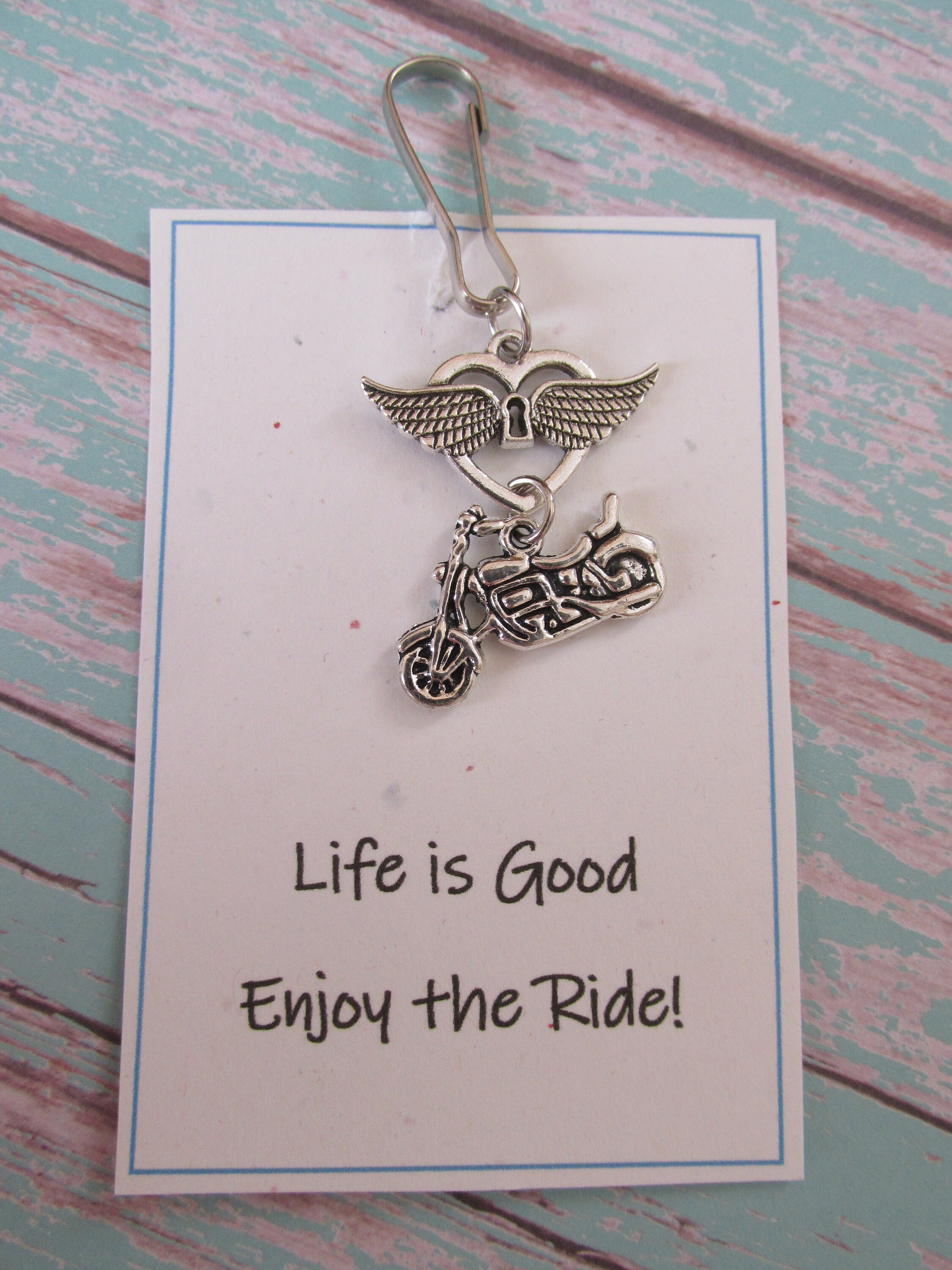 Harley Girl or Guy Barbed Wire or Heart Wing Motorcycle Charm - Etsy