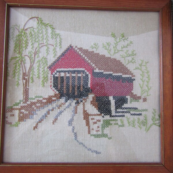 Cross Stitch Covered Bridge - Etsy