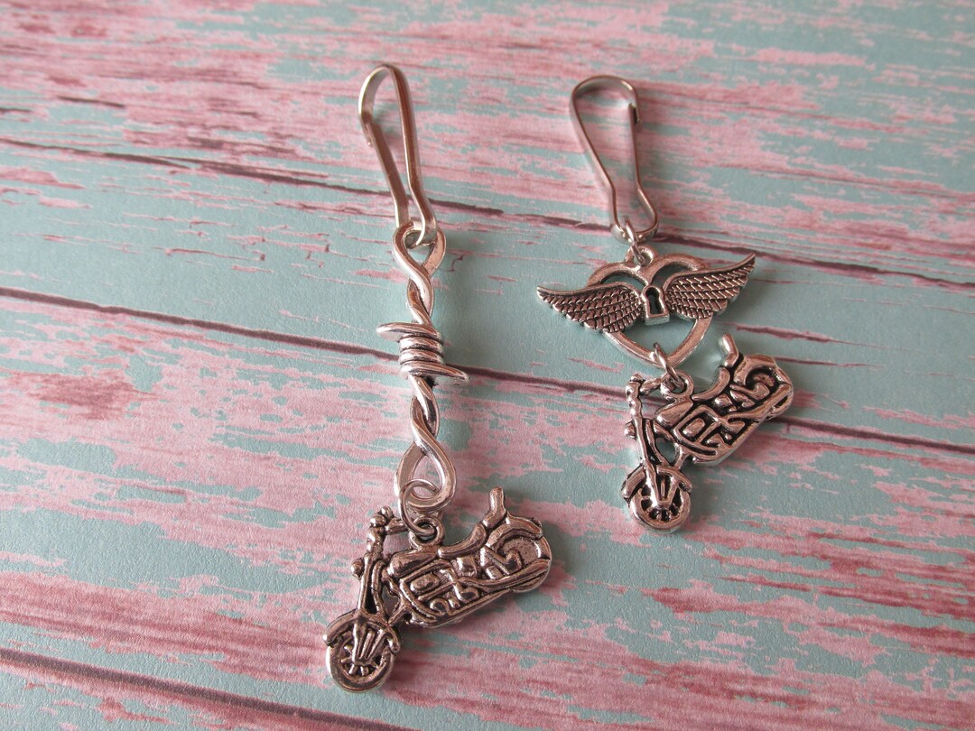 Harley Girl or Guy Barbed Wire or Heart Wing Motorcycle Charm - Etsy