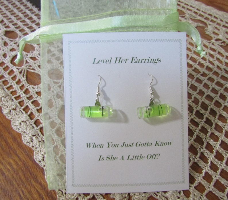 Spirit Level Earrings, Upcycled Bubble Levels Silver Plated Joke Gift ...