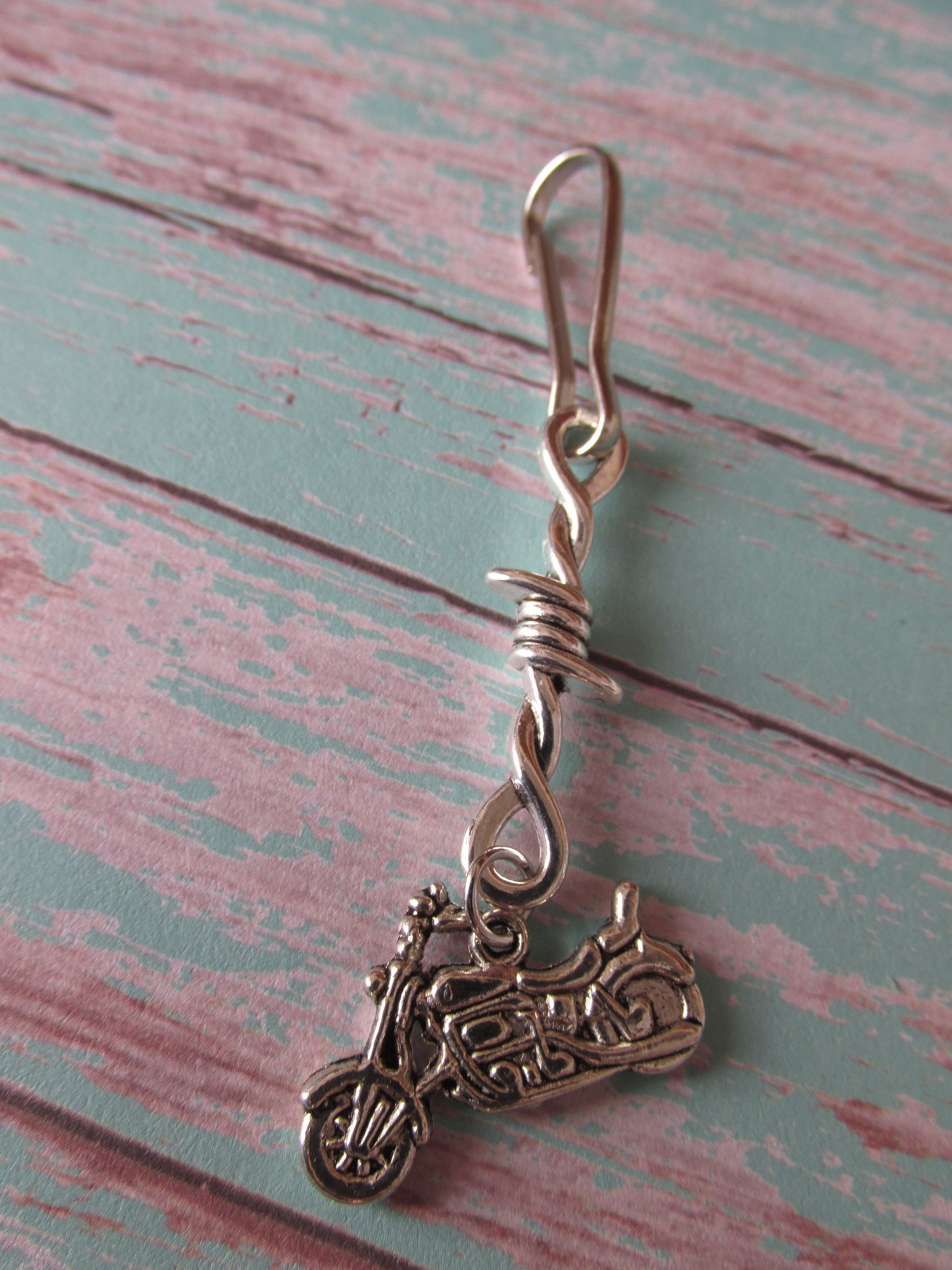 Harley Girl or Guy Barbed Wire or Heart Wing Motorcycle Charm - Etsy
