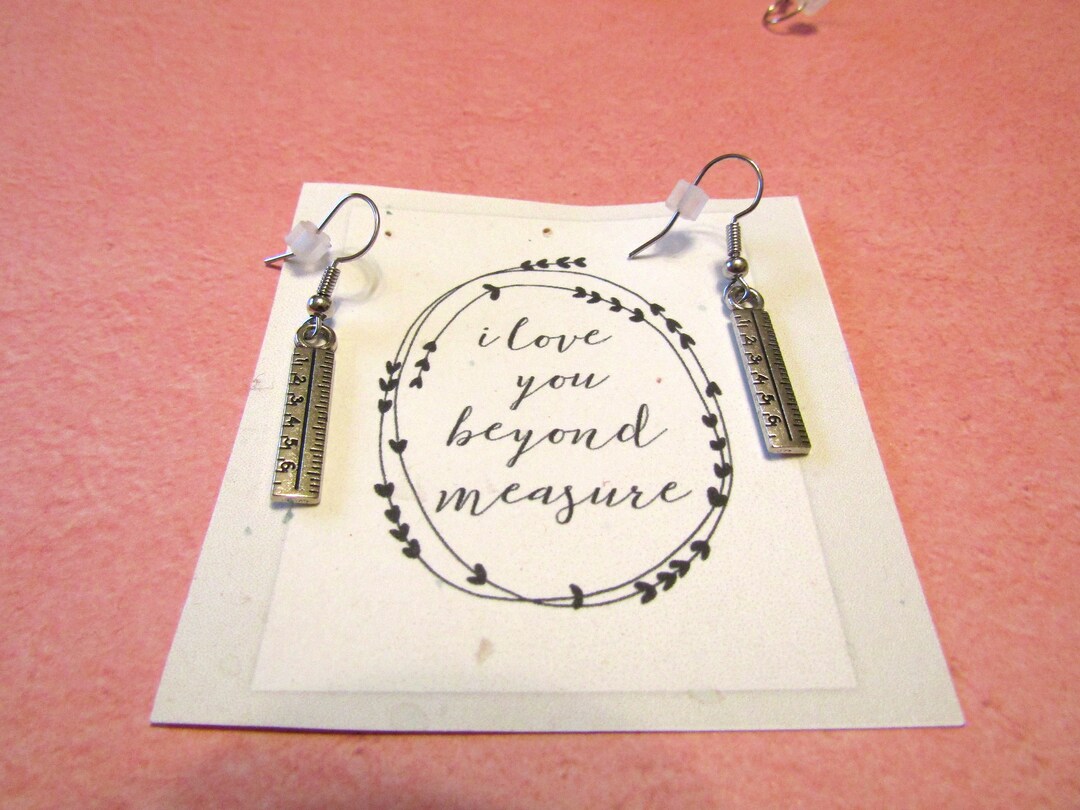 Cute i Love You Beyond Measure Ruler Charm Earrings on Gift Card - Etsy